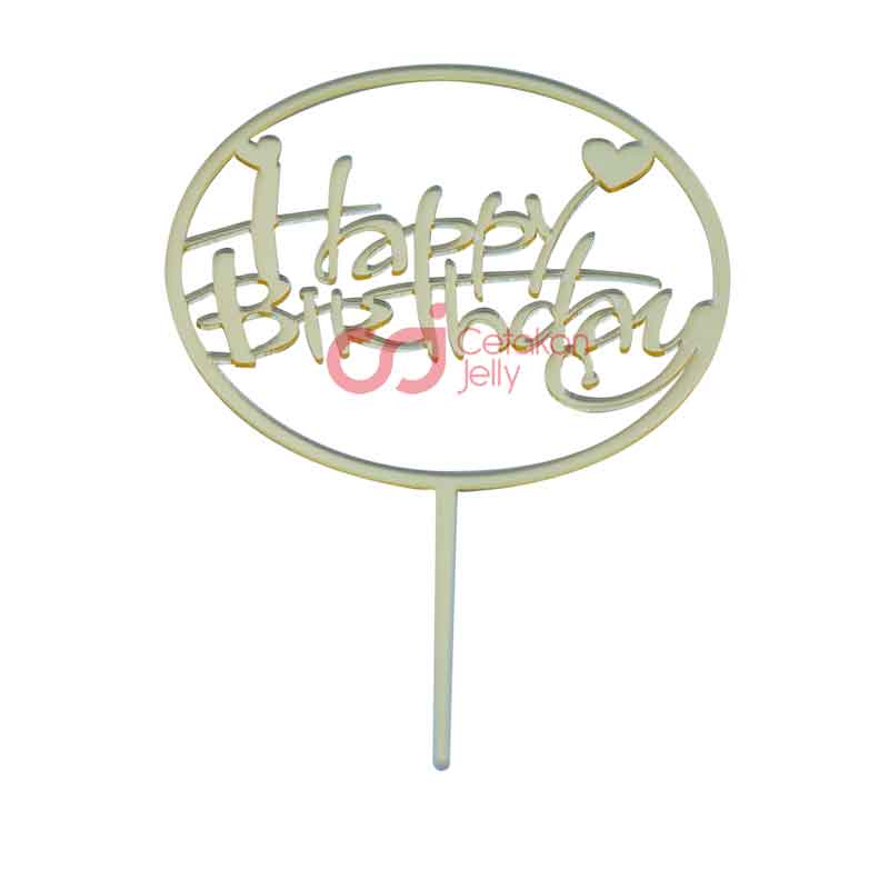 CJ Cake Topper Happy Birthday Bulat - Cetakan Jelly - Cetakan Jelly
